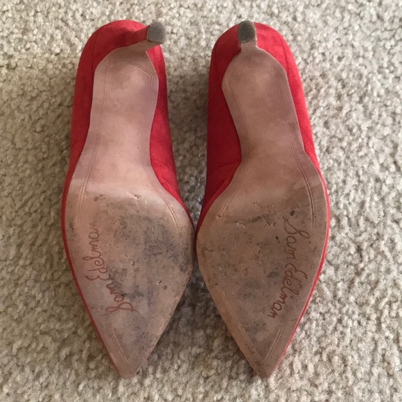 Sam Edelman | Shoes | Sam Edelman Red Celia Pumps Suede 7m | Poshmark